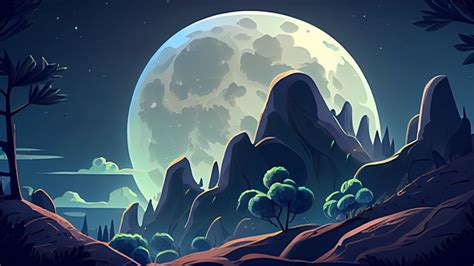 산 식물 문 신비한 모험 장면 언덕 공장 달 배경 일러스트 및 사진 무료 다운로드 Pngtree