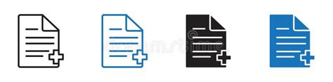 Add Document Icon Linear Graphics Set Vector In Black Stock Illustration Illustration Of Page