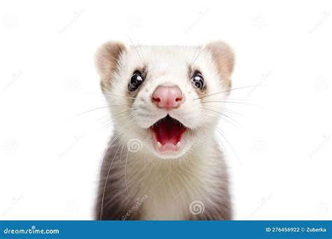 Close Up Funny Portrait Of Surprised Ferret Stock Illustration