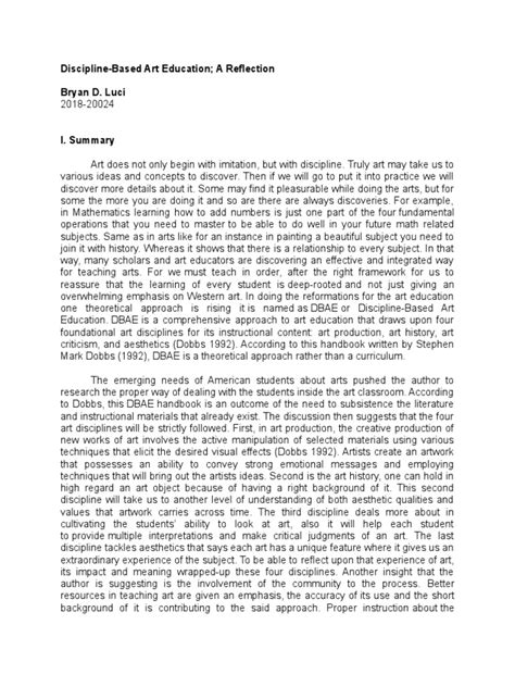 Discipline Based Art Education Pdf Visual Arts Education