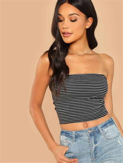 Slim Stripe Tube Top Check Out This Slim Stripe Tube Top On Shein And