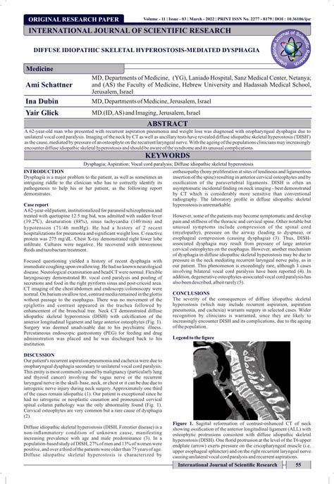 Pdf Diffuse Idiopathic Skeletal Hyperostosis Mediated Dysphagia