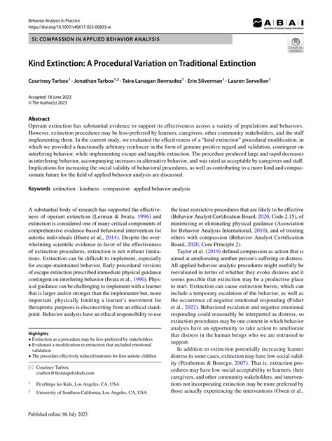 Pdf Kind Extinction A Procedural Variation On Traditional Extinction