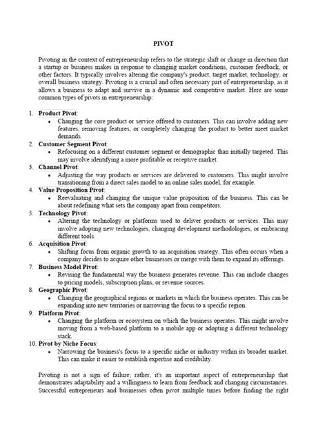 Pivot Pdf Lean Startup Entrepreneurship