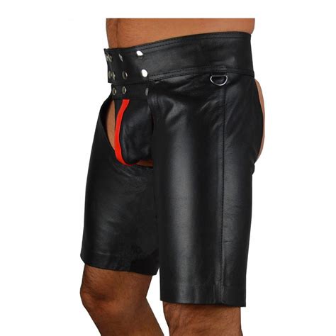 Hot Sexy Mens Shorts Black Faux Patent Leather Open Crotch Shorts
