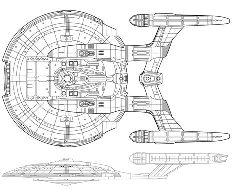 Black And White Schematic Of Columbia Class Starship U S S Enterprise