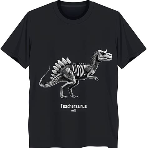 Teachersaurus Spinosaurus Skeleton Black T Shirt Fun Extinct Dino