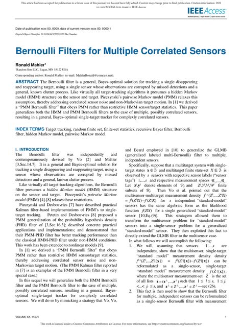 pdf bernoulli filters for multiple correlated sensors