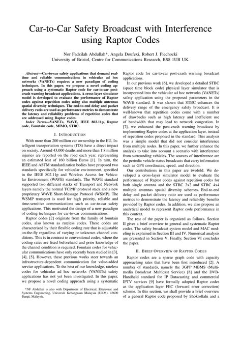 pdf car to car safety broadcast with interference using raptor codes