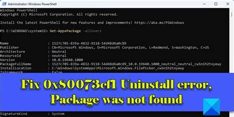 Fix 0x80073cf1 Uninstall Error Package Was Not Found