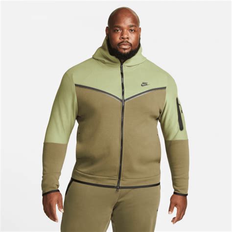 Nike Men Tech Fleece Full Zip Hoodie Alligatoroliveblack Nohble