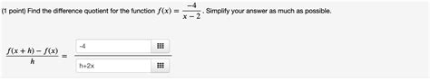 solved 1 point find the difference quotient for the