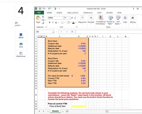 Solved का 4 Interest Rate Risk Excel Formulas Data Review