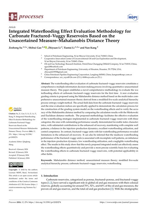 Pdf Integrated Waterflooding Effect Evaluation Methodology For Carbonate Fracturedvuggy