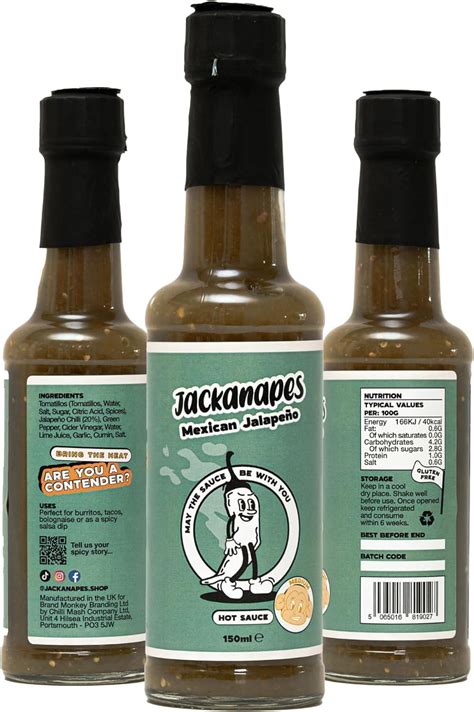 Jackanapes Mexican Hot Sauce Ml Mild Vegan Chilli Sauce With Jalape Os And Lime Juice Uk