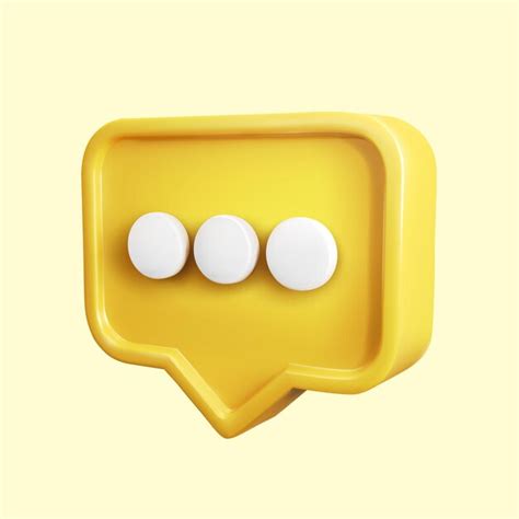 Premium Vector Realistic 3d Yellow Glossy Speech Bubble With Dots Dialog And Chat Box