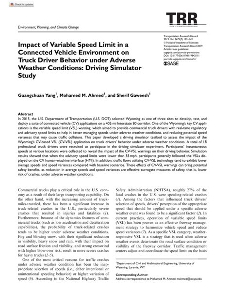 Yang Et Al 2019 Impact Of Variable Speed Limit In A Connected Vehicle Environment On Truck
