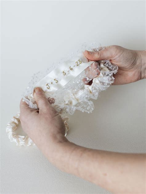 Sparkle And Pearl Luxury Wedding Garter Set W Gold Personalization