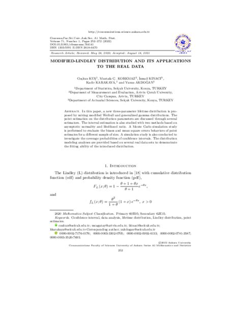 Pdf Modified Lindley Distribution And Its Applications To The Real Data
