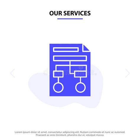 Our Services Graph Paper Process Wireframe Document Solid Glyph Icon Web Card Template Stock