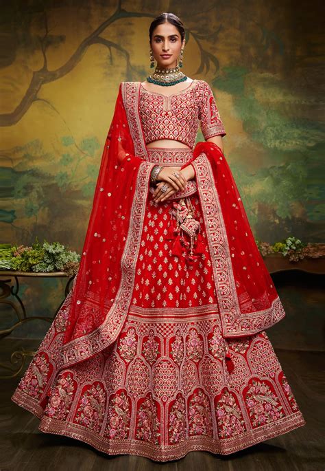 Red Silk Bridal Lehenga Choli 268035