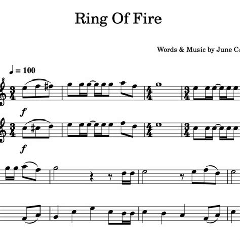 Ring Of Fire Johnny Cash Sheet Music