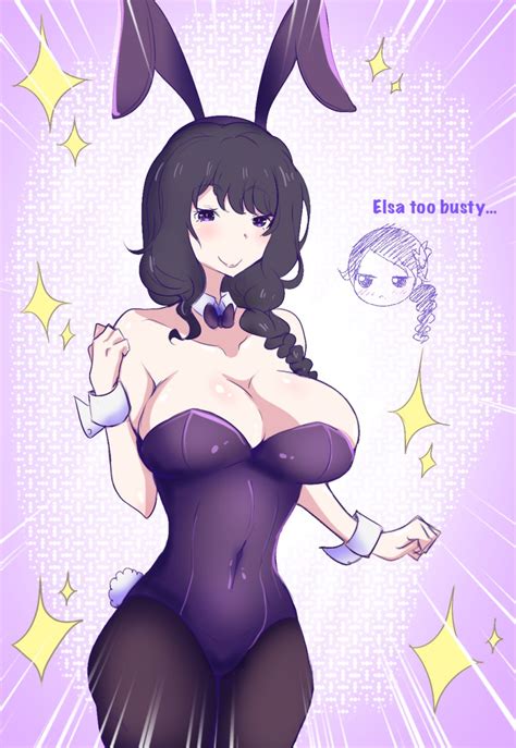 Rule 34 Black Hair Bowtie Breasts Bunny Girl Bunnysuit Cute Elsa