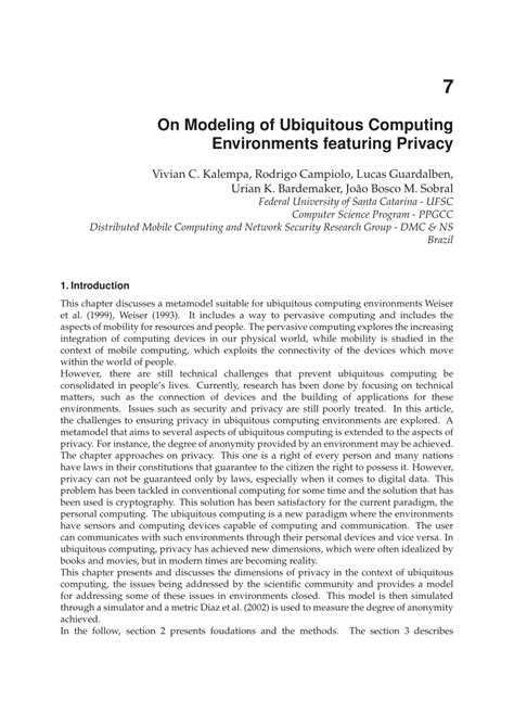 Pdf On Modeling Of Ubiquitous Computing Environments Featuring Privacy