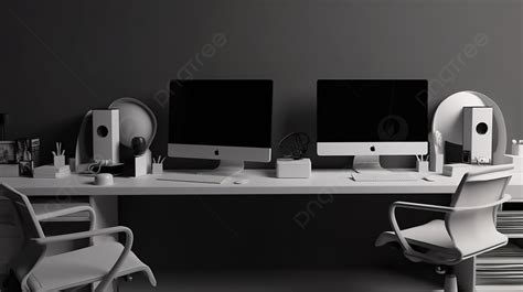 Mockup Your Workstation 3d Render Of An Office Workspace With Digital Devices And Desktop