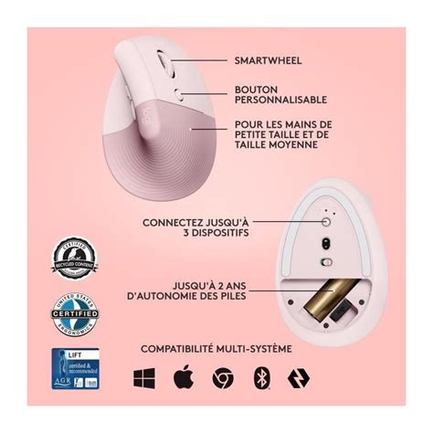 Souris Sans Fil Logitech Lift Ergonomique Verticale Bluetooth Ou Recepteur Usb Logi Bolt