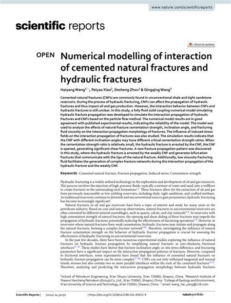 Pdf Numerical Modelling Of Interaction Of Cemented Natural Fractures