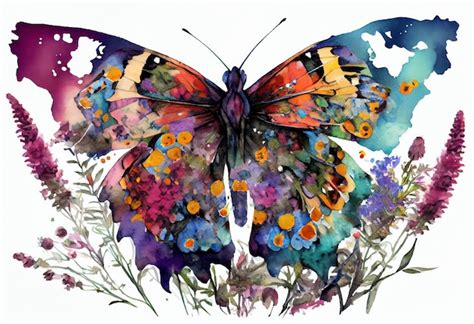 Acuarela De Una Bonita Mariposa Ia Generativa Foto Premium