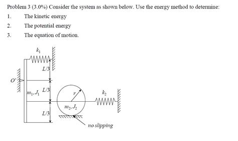 Solved Consider The System As Shown Below Use The Energy Chegg