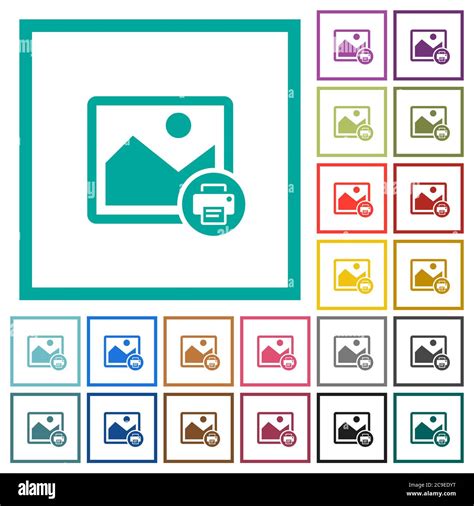 Print Image Flat Color Icons With Quadrant Frames On White Background Stock Vector Image And Art