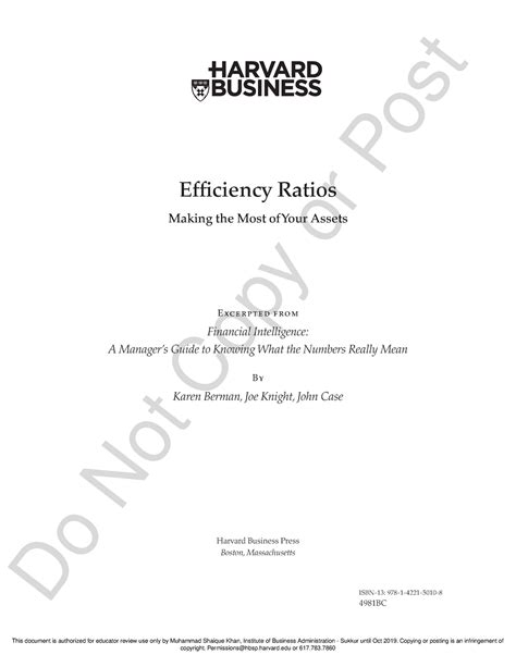 Efficiency Ratios Summary Financial Reporting Analysis Efficiency Ratios Making The Most