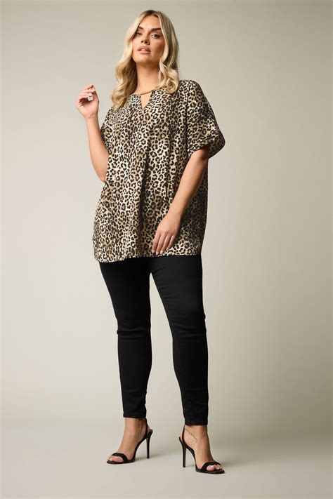 Yours Plus Size Brown Leopard Print Metal Trim Blouse Yours Clothing