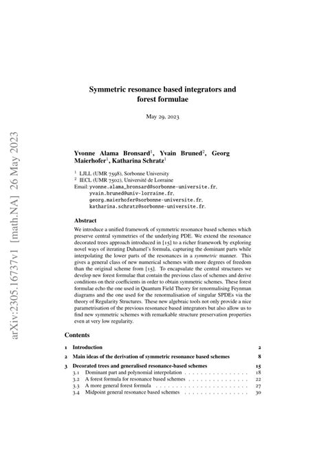 Pdf Symmetric Resonance Based Integrators And Forest Formulae