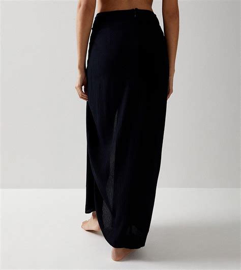 Buy Warehouse Crinkle Viscose Twist Front Beach Maxi Sarong Skirt In