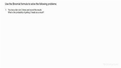 Using The Binomial Formula To Solve A Basic Word Problem Algebra Study Com