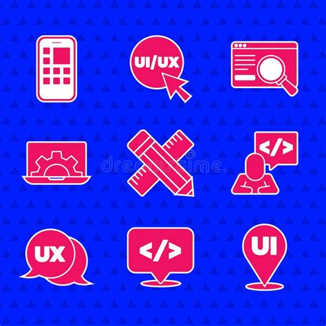 set crossed ruler and pencil front end development ui or ux design