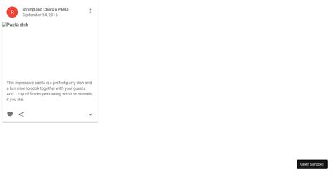 recipereviewcard demo — material ui codesandbox