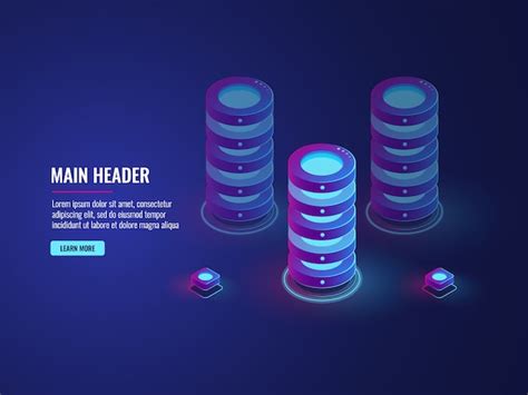 Free Vector Server Room Web Site Hosting Cloud Storage Database And Data Center Isometric Icon