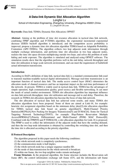 Pdf A Data Link Dynamic Slot Allocation Algorithm