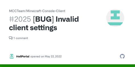 BUG Invalid Client Settings Issue MCCTeam Minecraft Console Client GitHub