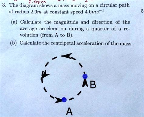 3 The Diagram Shows A Mass Moving On A Circular Path Of Radius 2 0m At