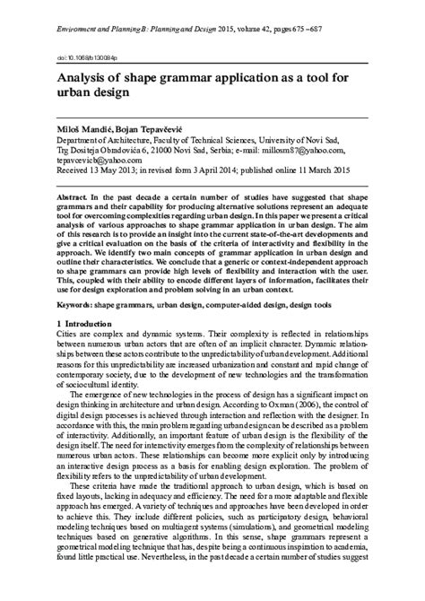 pdf analysis of shape grammar application as a tool for urban design