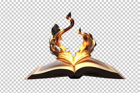 Premium Psd Open Books With Magic Flam On Dark Background