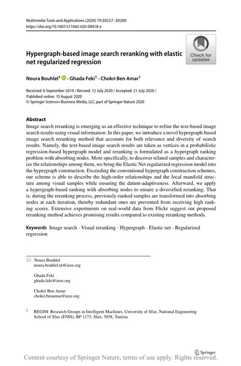Hypergraph Based Image Search Reranking With Elastic Net Regularized