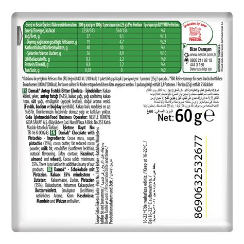 Nestle Damak Gece Antep Fıstıklı Bitter Çikolata G Macroonline
