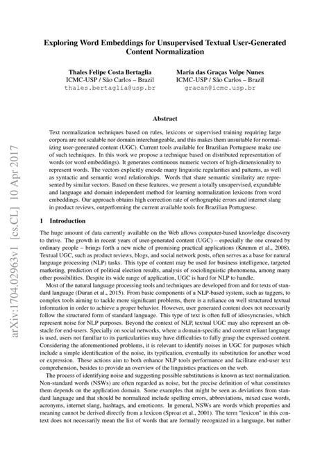 exploring word embeddings for unsupervised textual user generated content normalization deepai